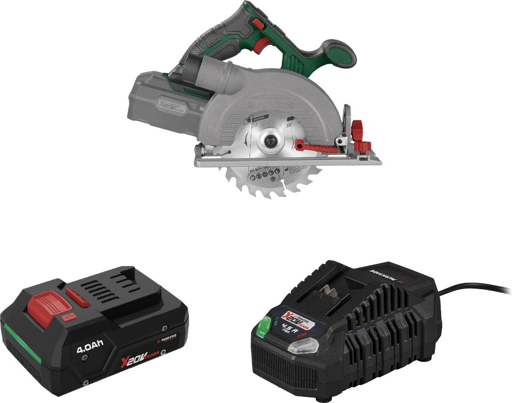 Parkside® Aku ruční okružní pila Phksa 20-Li C4, Smart 4 Ah
