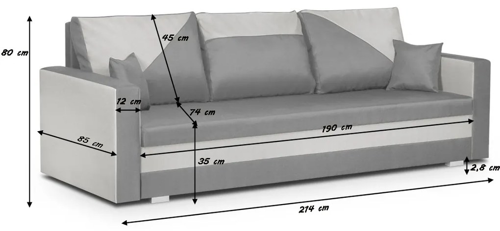 Trojmístná pohovka s funkcí spaní ASTRA1 Šedá/krémová