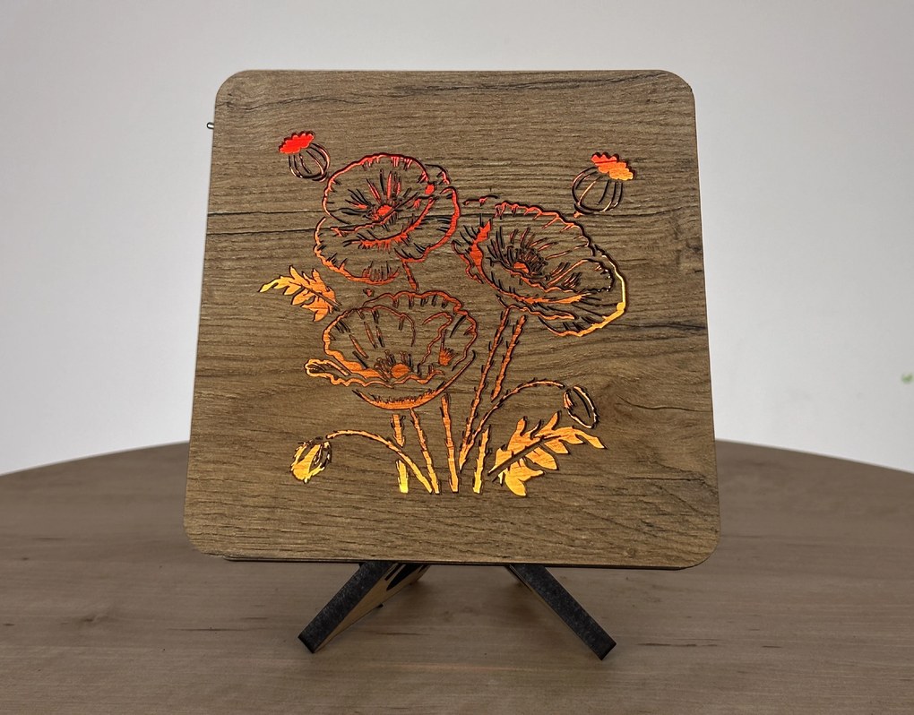 Li-Go "Vlčí máky" lampa 19x19cm provedení povrchu: dub světlý