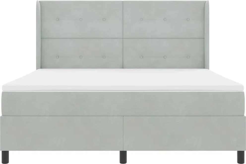 Postel s boxspringem s čelo Světle šedá 180 x 200 cm samet 3342020