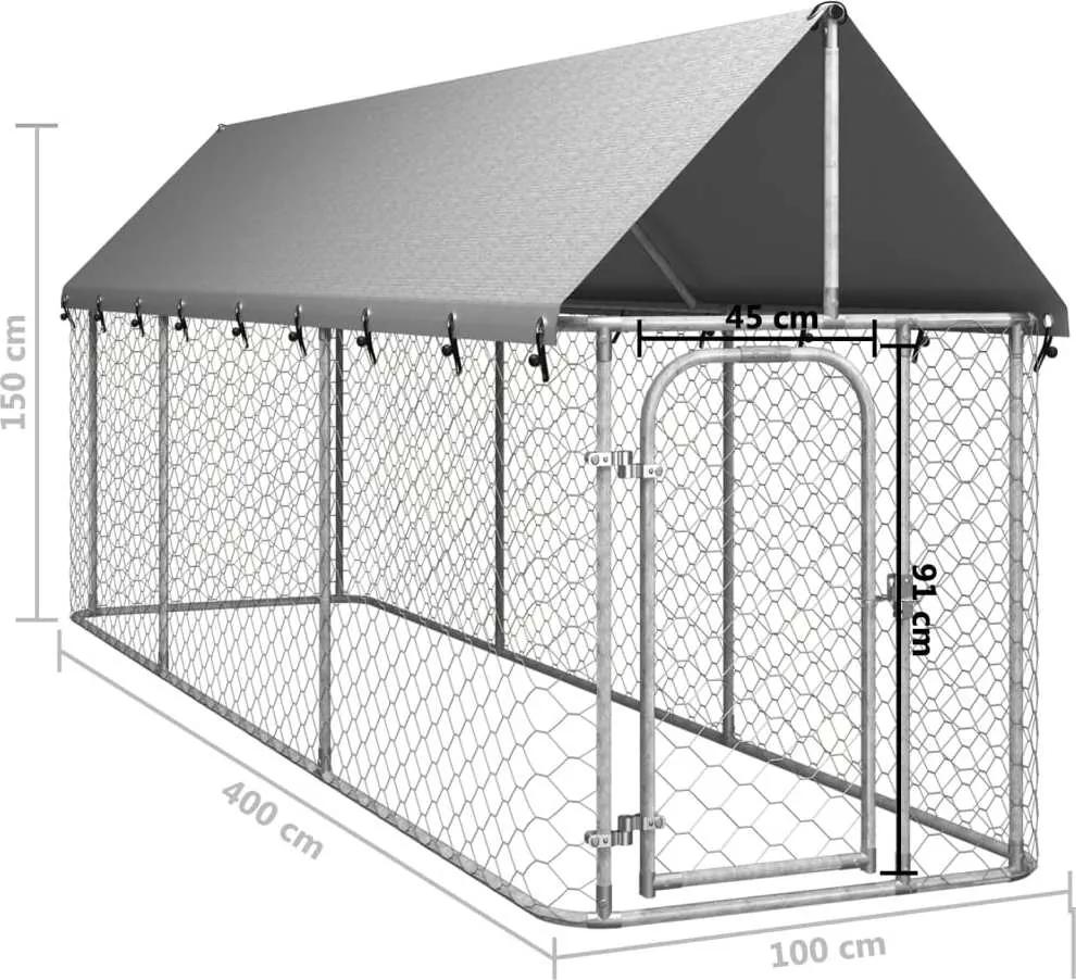 vidaXL Venkovní psí kotec se střechou 400 x 100 x 150 cm [171497]