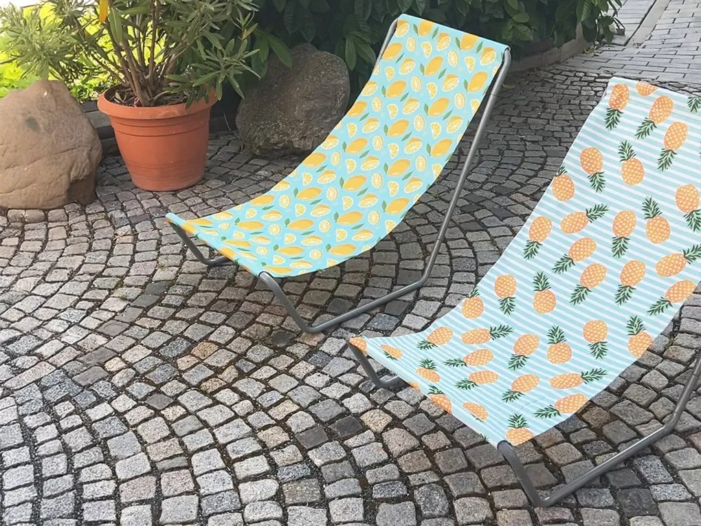 Sada 2 ks skládacích plážových lehátek SAND PINEAPPLE, barevné