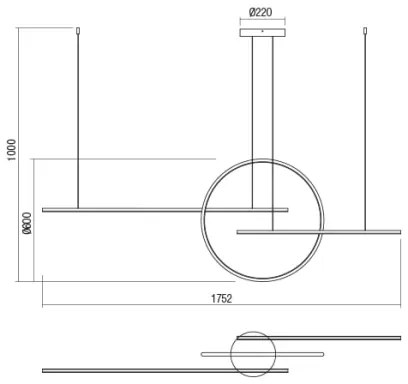 Redo 01-1737 - LED Stmívatelný lustr na lanku GIOTTO LED/56W/230V černá