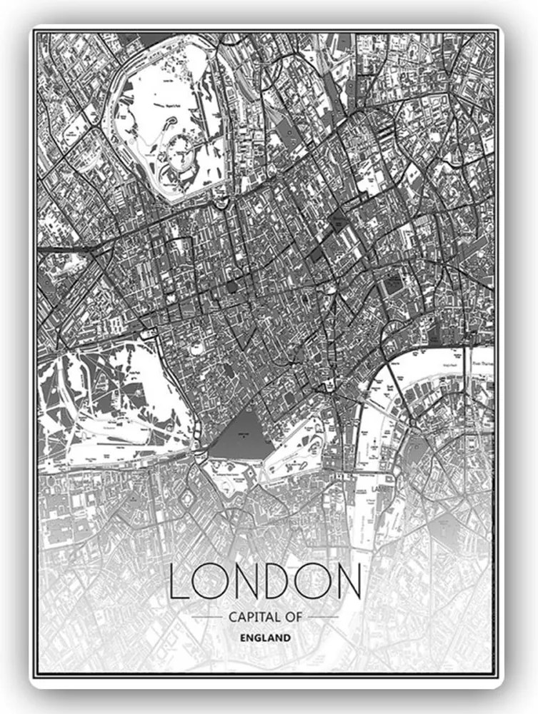 CARO Kovový obraz - Map Of London 40x60 cm