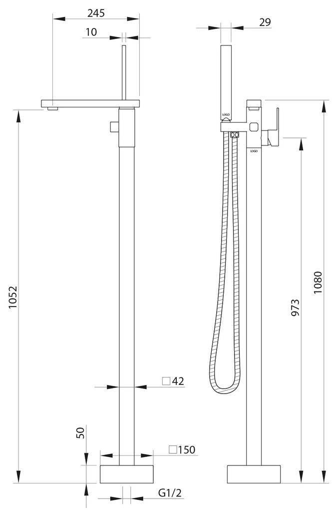 Sapho Sapho, CUBEMIX vanová baterie do podlahy, zlato mat, CM021GB