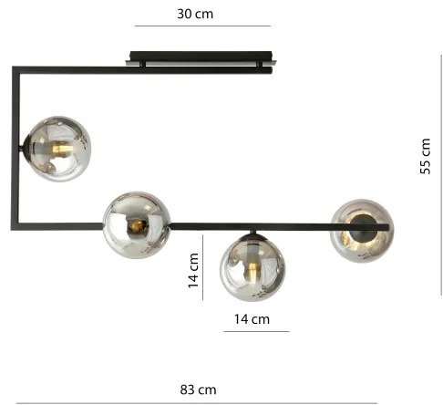 Lustr na tyči SOMA 4xE14/10W/230V černá/šedá