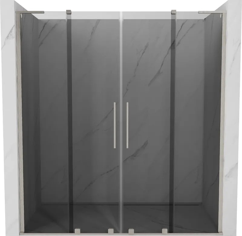 Mexen Velar L Duo, posuvné sprchové dveře do otvoru 170 cm, 8mm šedé sklo, broušená ocel, 871-170-003-42-97