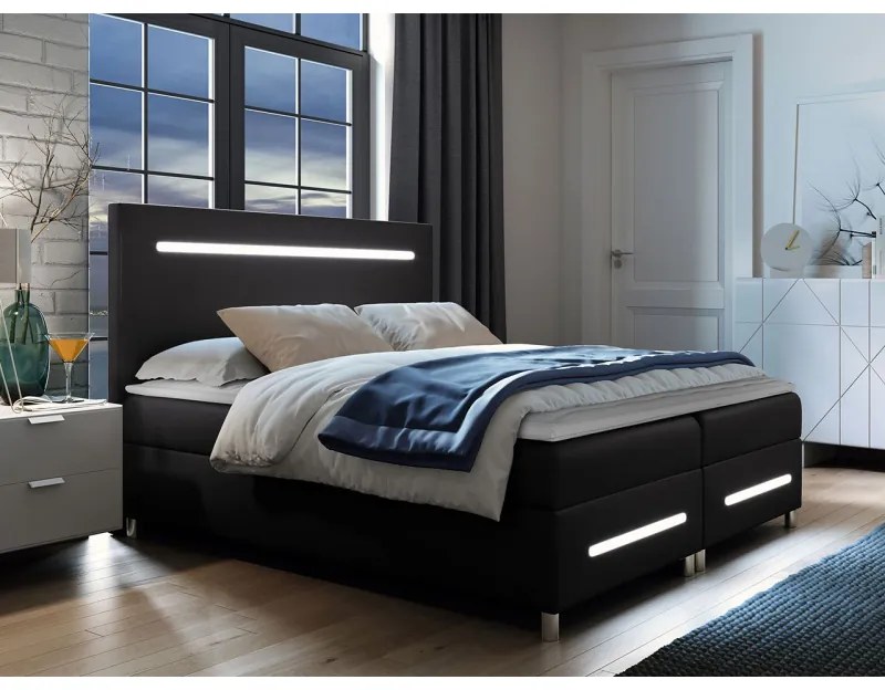 Kontinentální postel Trunida LED, Rozměr postele: 140x200, Barva:: ekokůže Soft 017 (bílá)