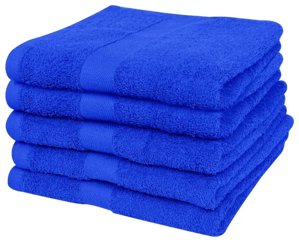130616 vidaXL Sada koupelových osušek 5 ks bavlna 500 g/m² 100 x 150 cm modrá