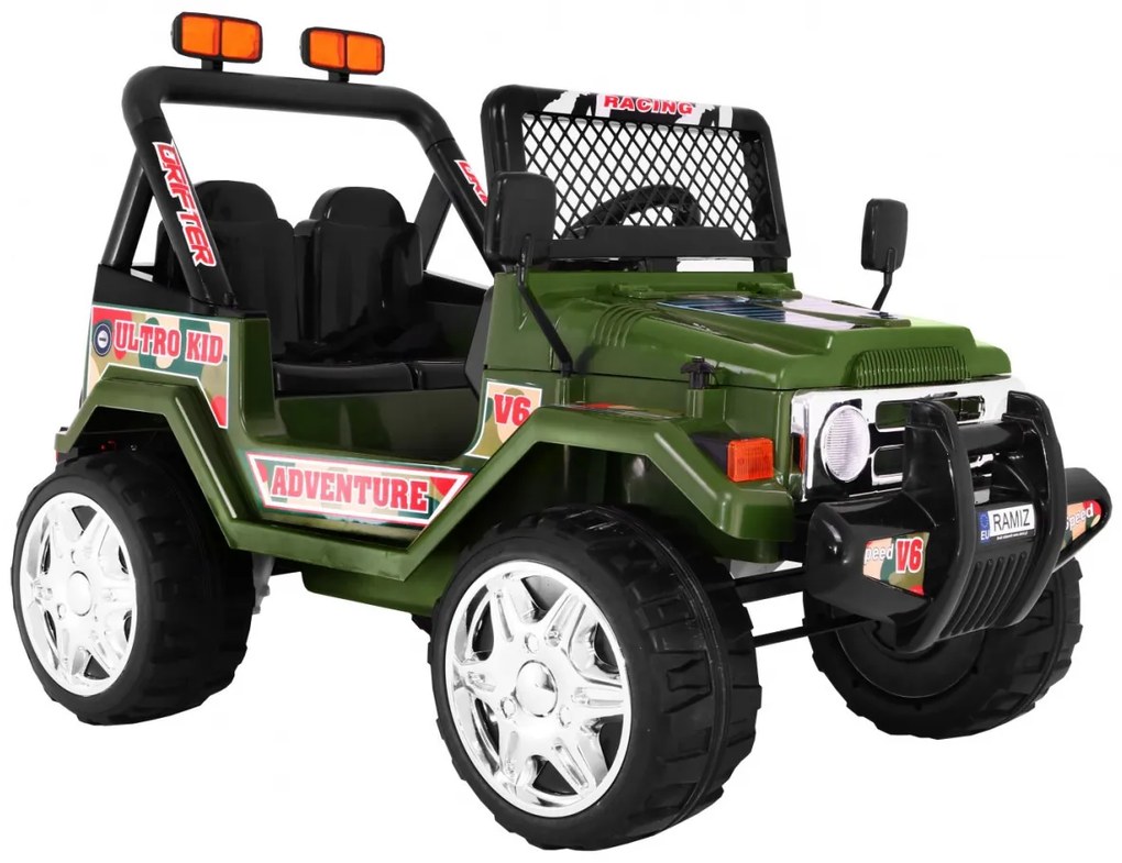 HračkyZaDobréKačky Elektrické autíčko Jeep Raptor, EVA kola, 2.4GHz zelené