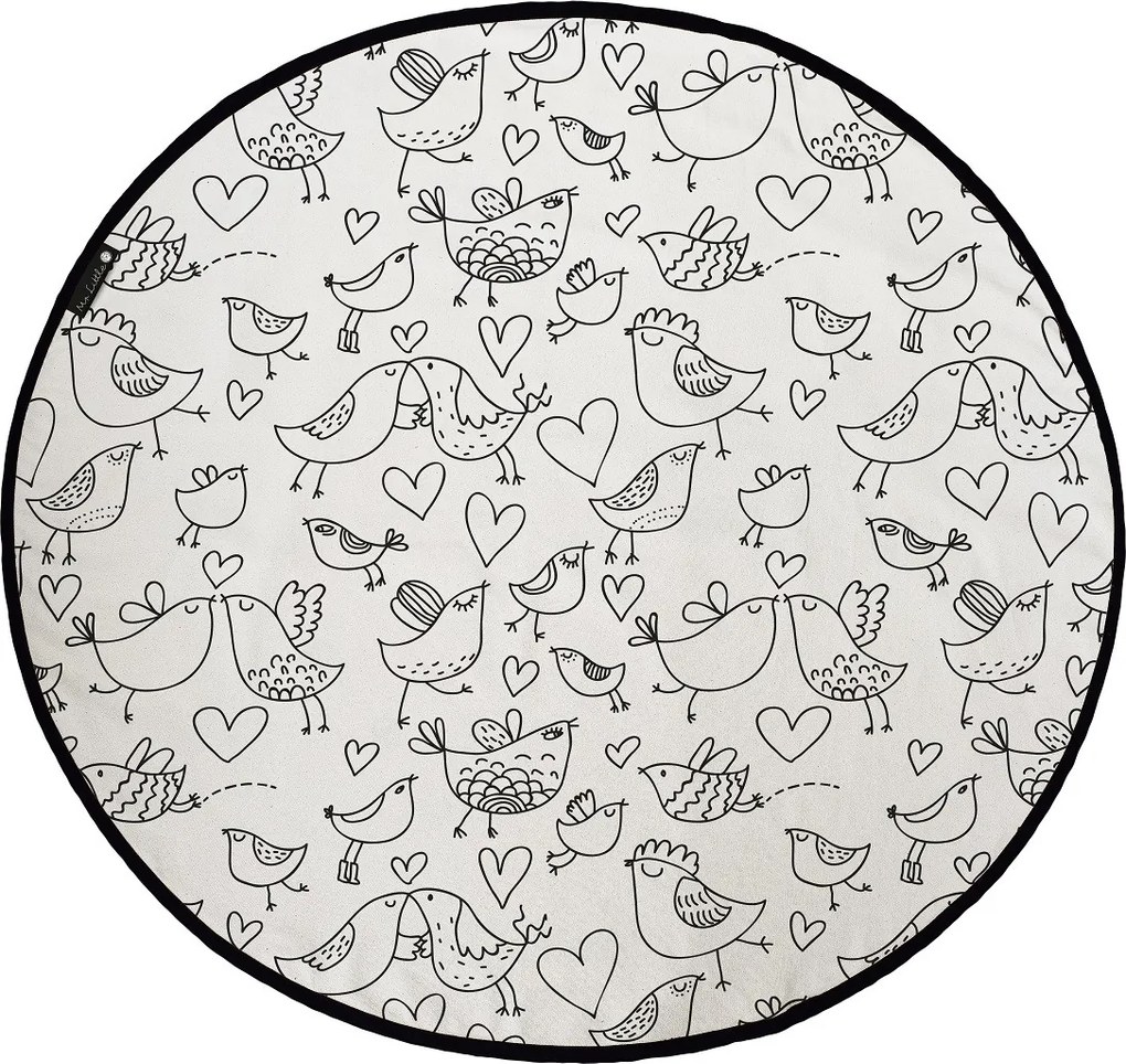 Butter Kings, KOBEREC - OMALOVÁNKY - Kissing birds, 130x130 (průměr) kruh, bílá, dětský pokoj