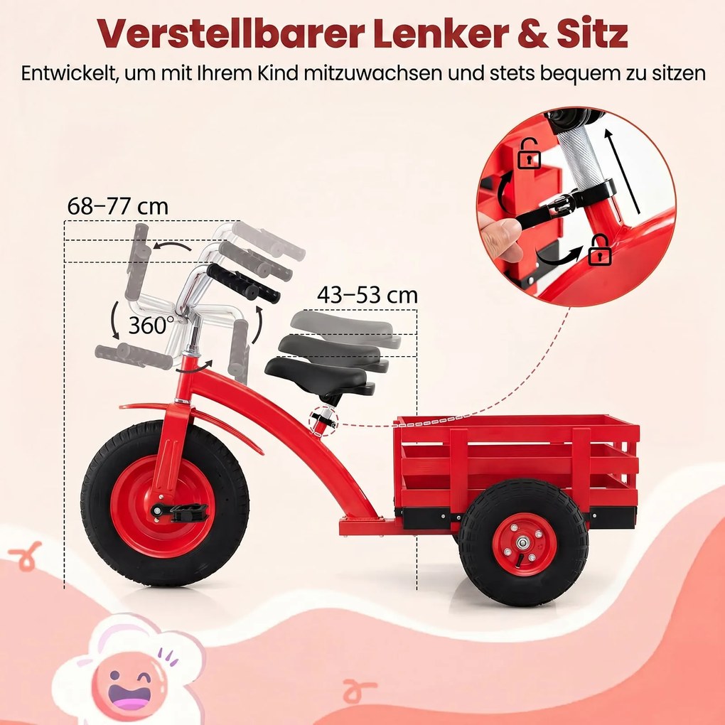 Costway Dětské kolo tříkolka pojme až 91 kg s nastavitelným sedlem a řídítky