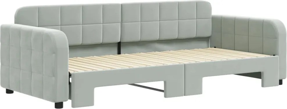 Válenda s přistýlkou světle šedá 90 x 200 cm samet 3196929