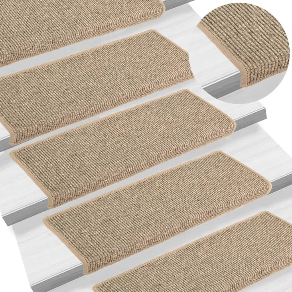 Schodové rohože 15 ks 65 x 21 x 4 cm tmavě béžové s obdélníkovým okrajem 326908
