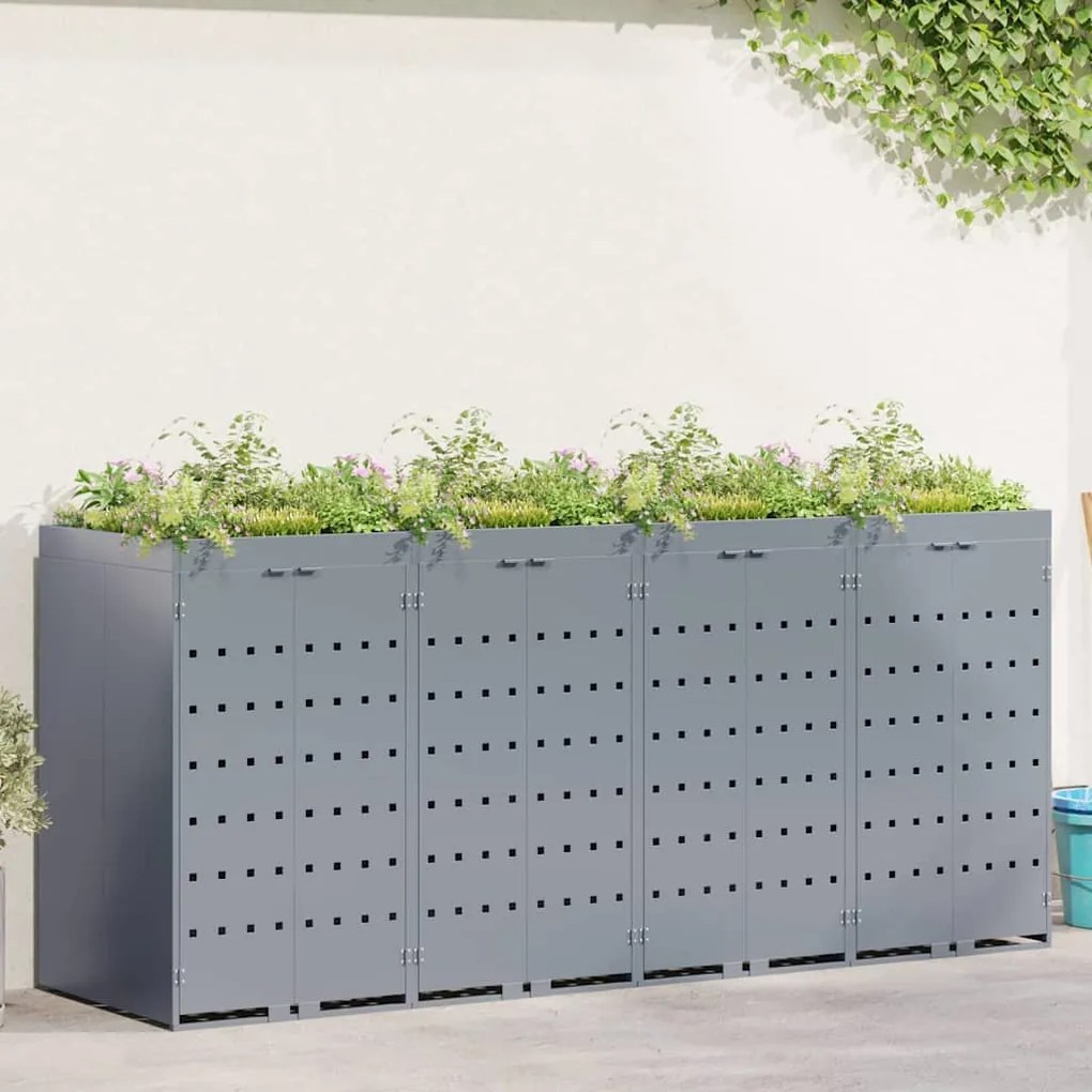 Úložný box na 4 popelnice Světle šedá 272 x 77,5 x 121,5 cm 3394750
