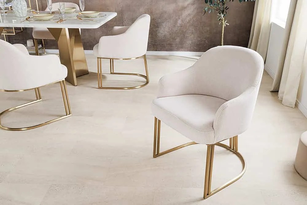Designová jídelní židle Napayshni béžový manšestr