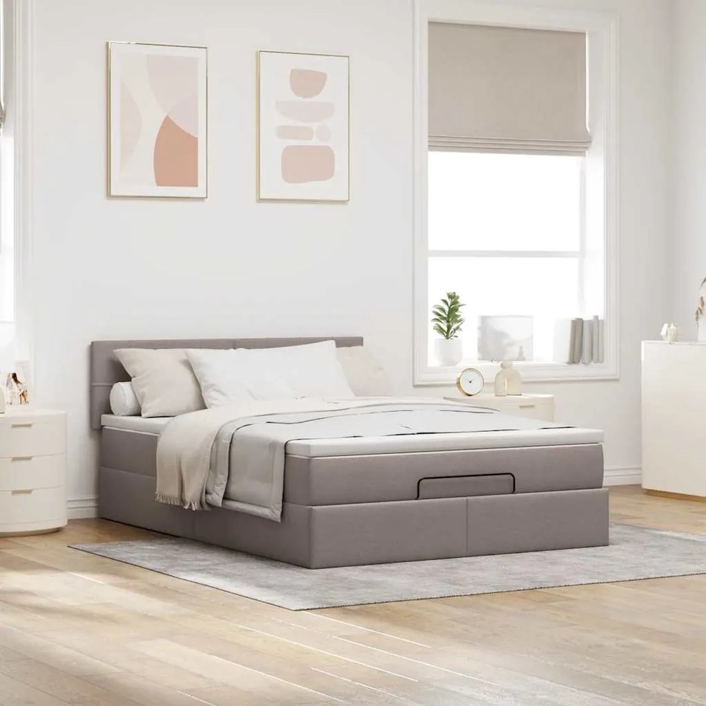 Osmanský postel s matrací taupe 140x190 cm textil 3311460