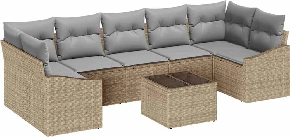 Set pohovek Béžová a Světle šedá 55 x 55 x 37 cm polyratan 3346640