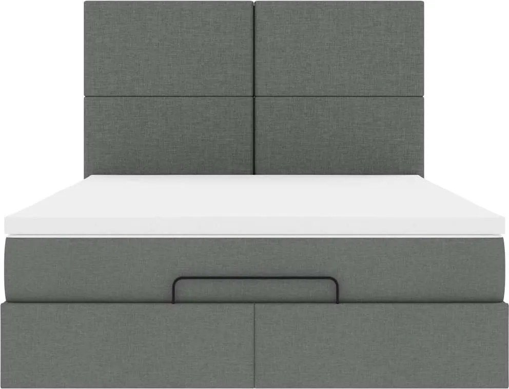 Osmanský rám postele s matrací tmavě šedá 140x200cm textil 3313079