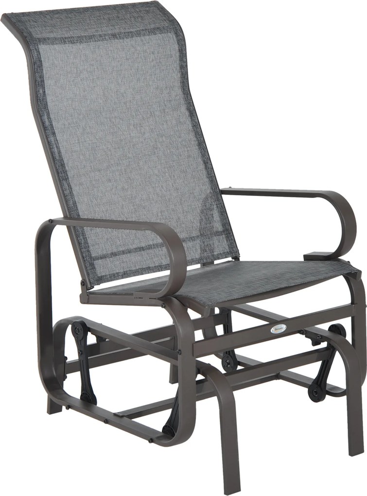 Houpací křeslo zahradní relaxační křeslo zahradní houpačka zahradní kovové houpací křeslo na zahradu terasu balkon Texteline šedá+hnědá 60 x 78 x 105…