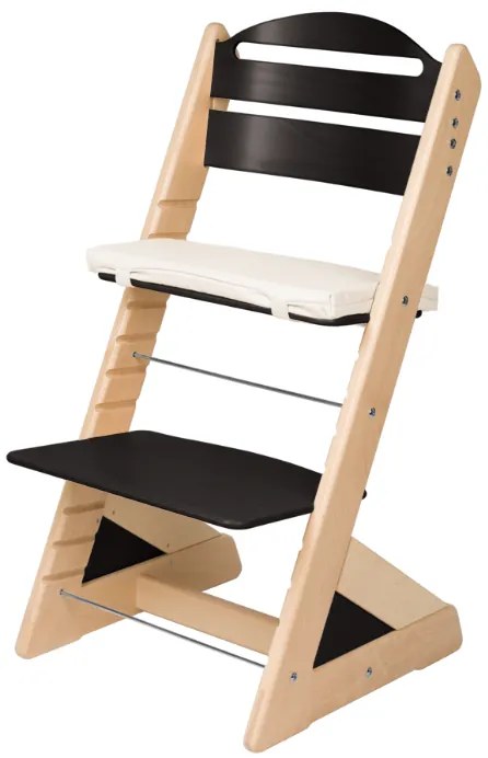 Jitro Dětská rostoucí židle Plus PŘÍRODNÍ VÍCEBAREVNÁ Oranžová + lněný podsed.