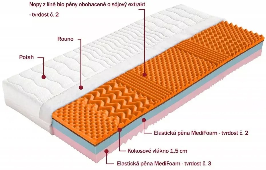 Dřevočal Matrace ze studené pěny Capri 200x90, AloeVera