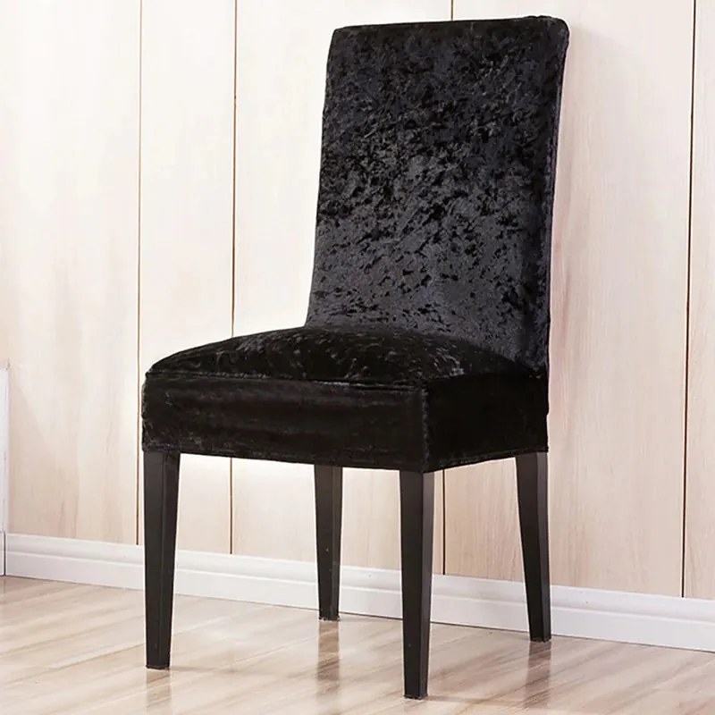 Sametové jednobarevné potahy na židle Varianta: lesklá, černá