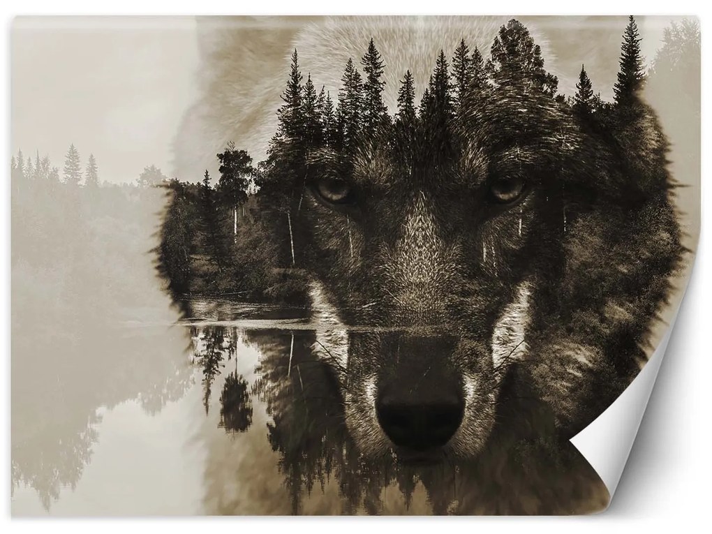 Gario Fototapeta Vlk na pozadí jezera Materiál: Vliesová, Rozměry: 200 x 140 cm