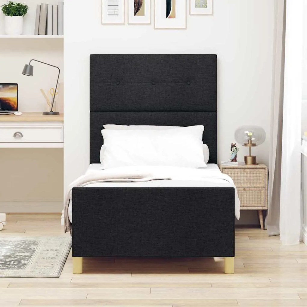 Rám postele s čelo Černá 90 x 190 cm textil 3344692