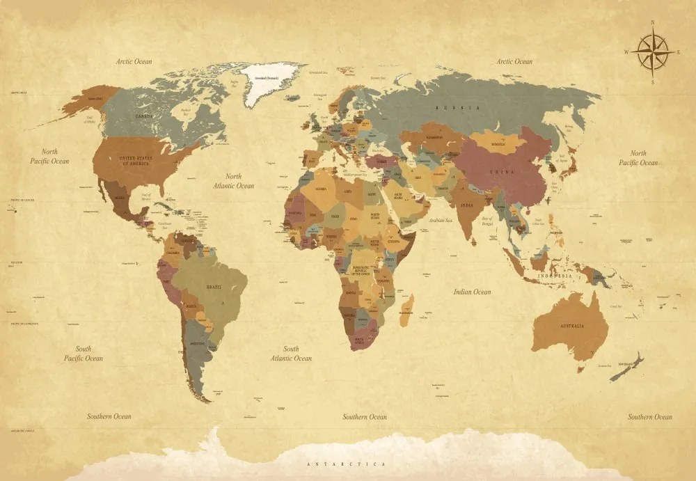Fototapeta Mapa Světa Omyvatelný vlies 368x280