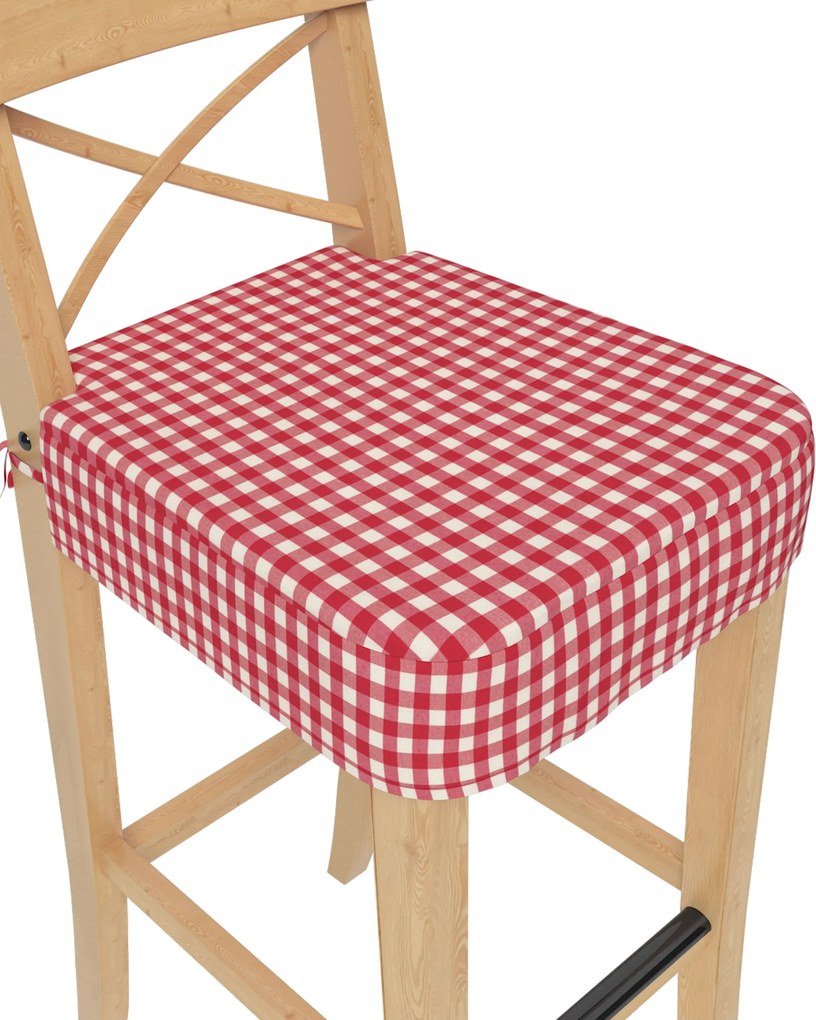Sedák na židli IKEA Ingolf - barová barva červená látka vzorované