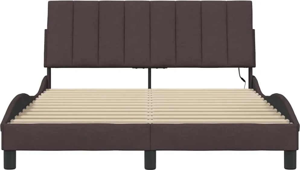 Rám postele bez matrace Hanko tmavě hnědý 140 x 190 cm textil 3310457