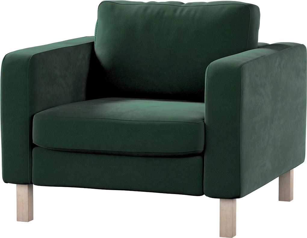 Potah na křeslo IKEA Karlstad, krátký barva zelená látka lesklé, sametová