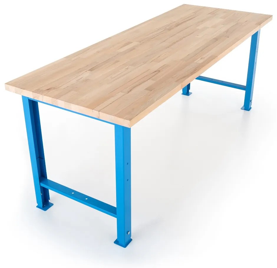 Výškově nastavitelný dílenský stůl Basic, 220 x 80 cm, modrá - ral 5012