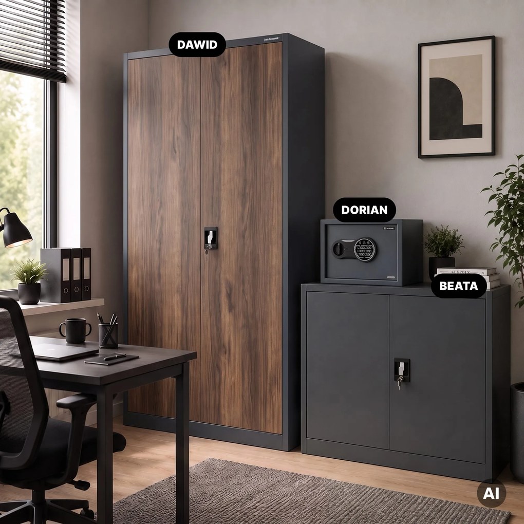 Malý domácí trezor, elektronický zámek na kód, na peníze a dokumenty, 350x250x250 mm: DORIAN