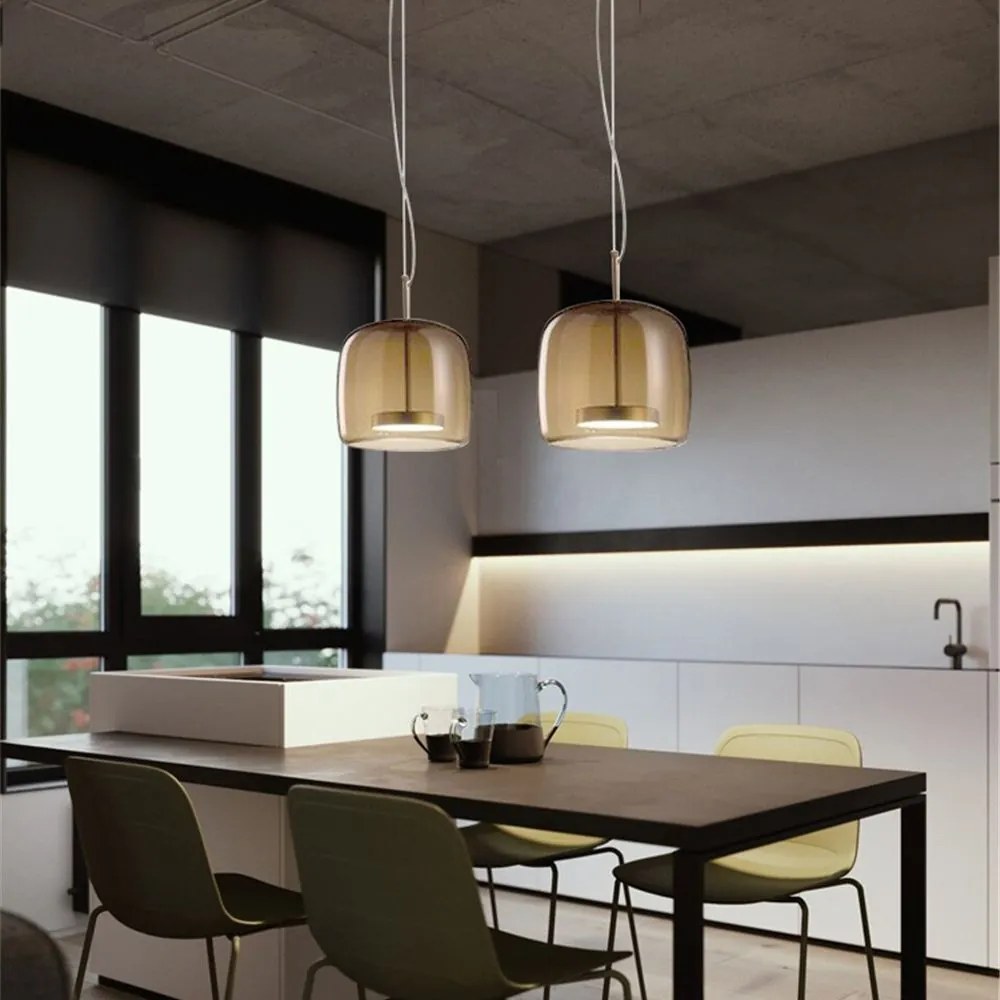 Toolight - LED závěsné svítidlo ze skla Amber APP613-1CP, zlatá, OSW-03895