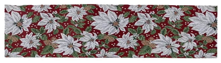 SCANquilt prostírání MOTIV vánoční hvězda červenobílá běhoun delší strana 100-170 cm