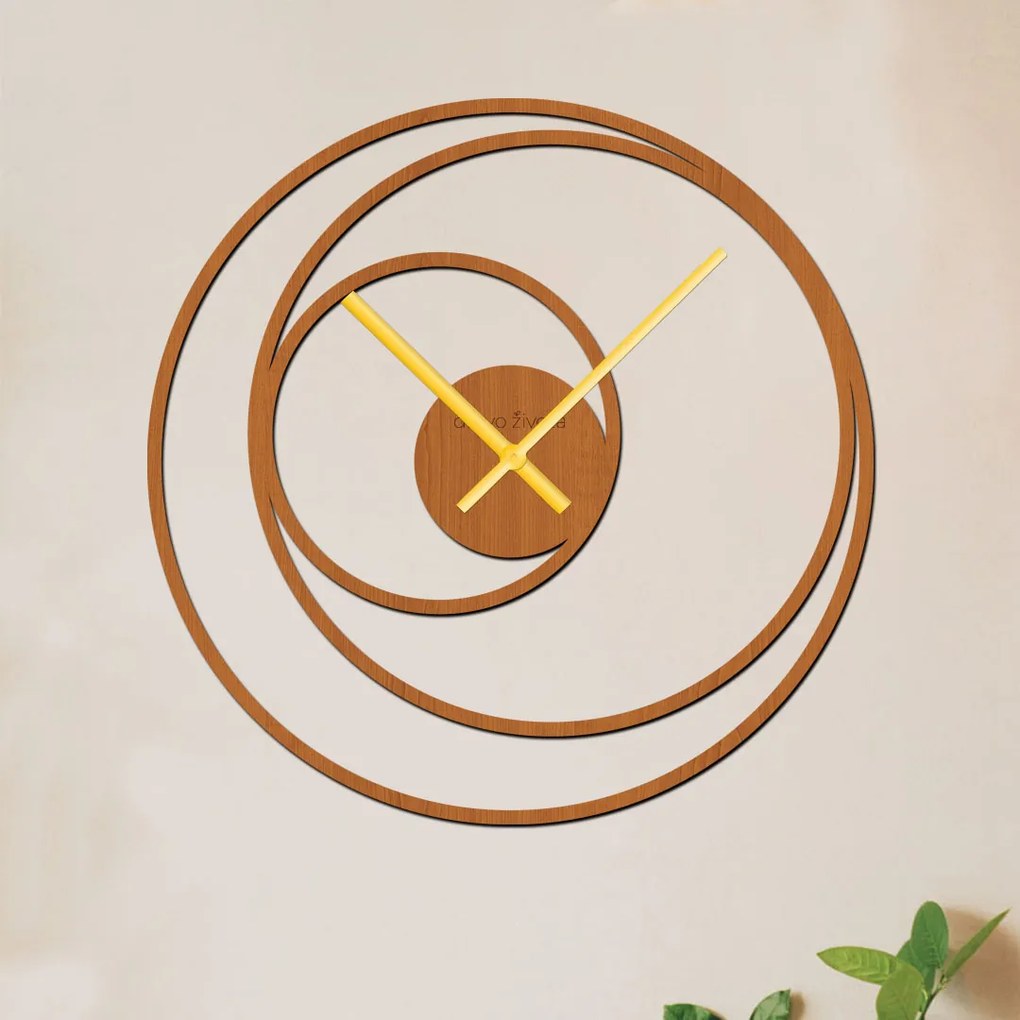 dřevo života Nástěnné hodiny KRUH Zvolte barvu dekoru: Dub Sonoma, Zvolte velikost hodin (cm): 35x35, Barva ručiček: Černé