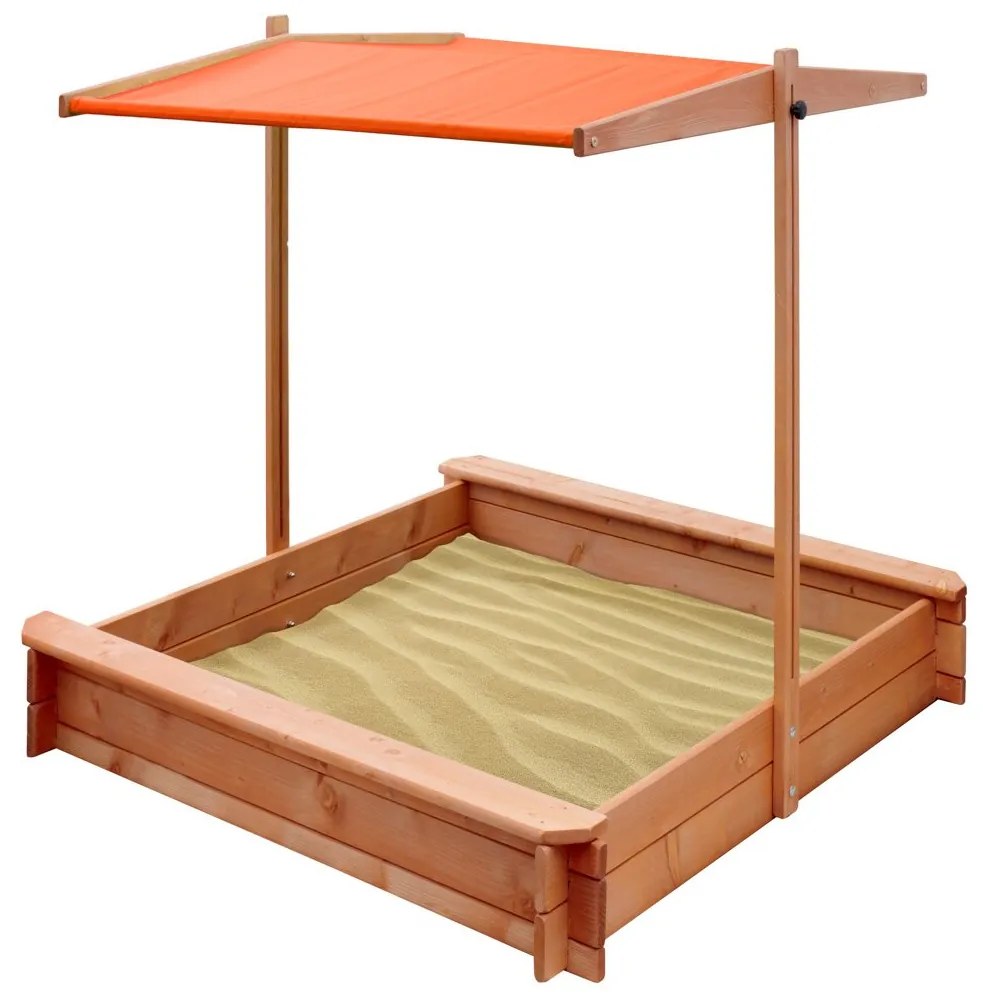 Dětské dřevěné pískoviště se stříškou NEW BABY 120x120 cm oranžové Barva: Oranžová