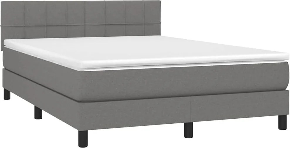Box spring postel s matrací a LED tmavě šedá 140x190 cm textil 3133150
