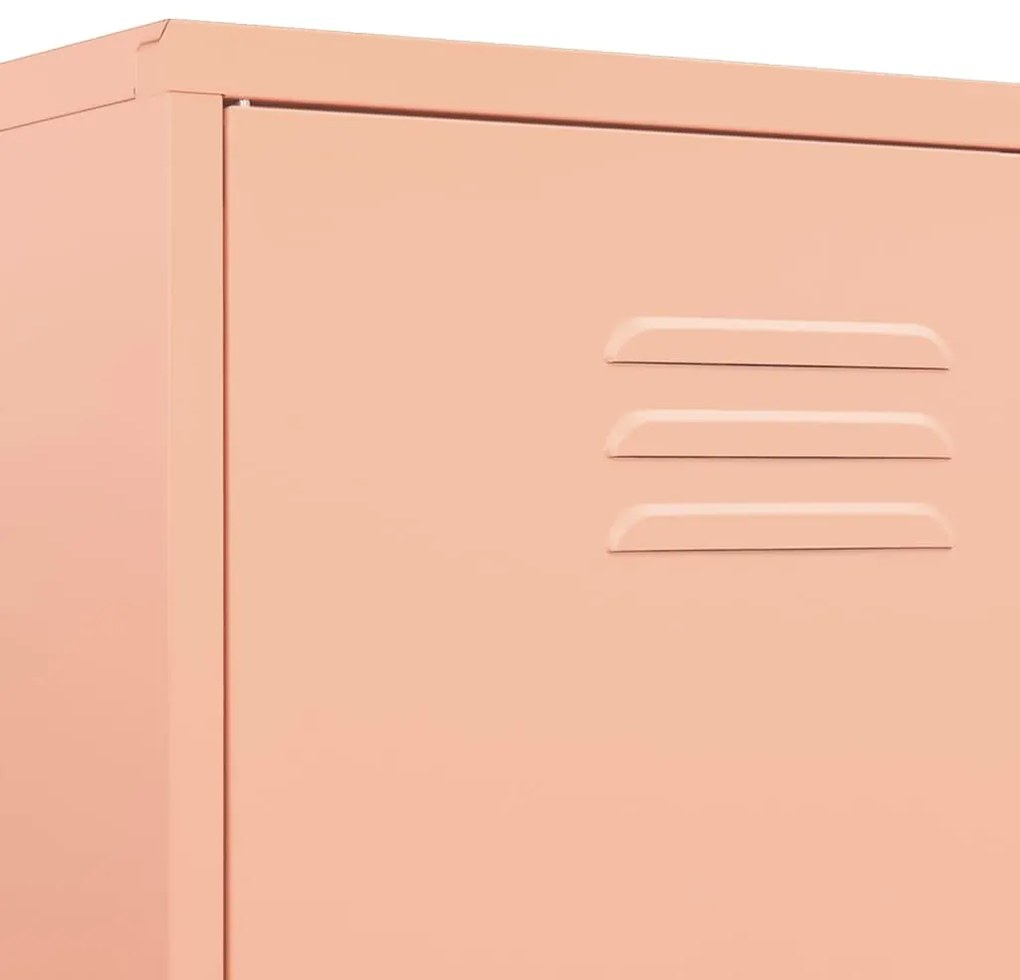 Šatní skříň růžová 90 x 50 x 180 cm ocel - Default Title