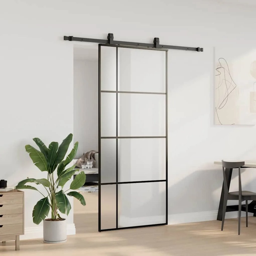 Posuvné dveře se sadou kování černé 90x205 cm ESG Glass 3375811