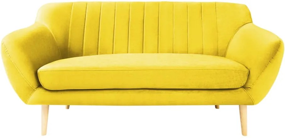 Žlutá sametová pohovka Mazzini Sofas Sardaigne, 158 cm