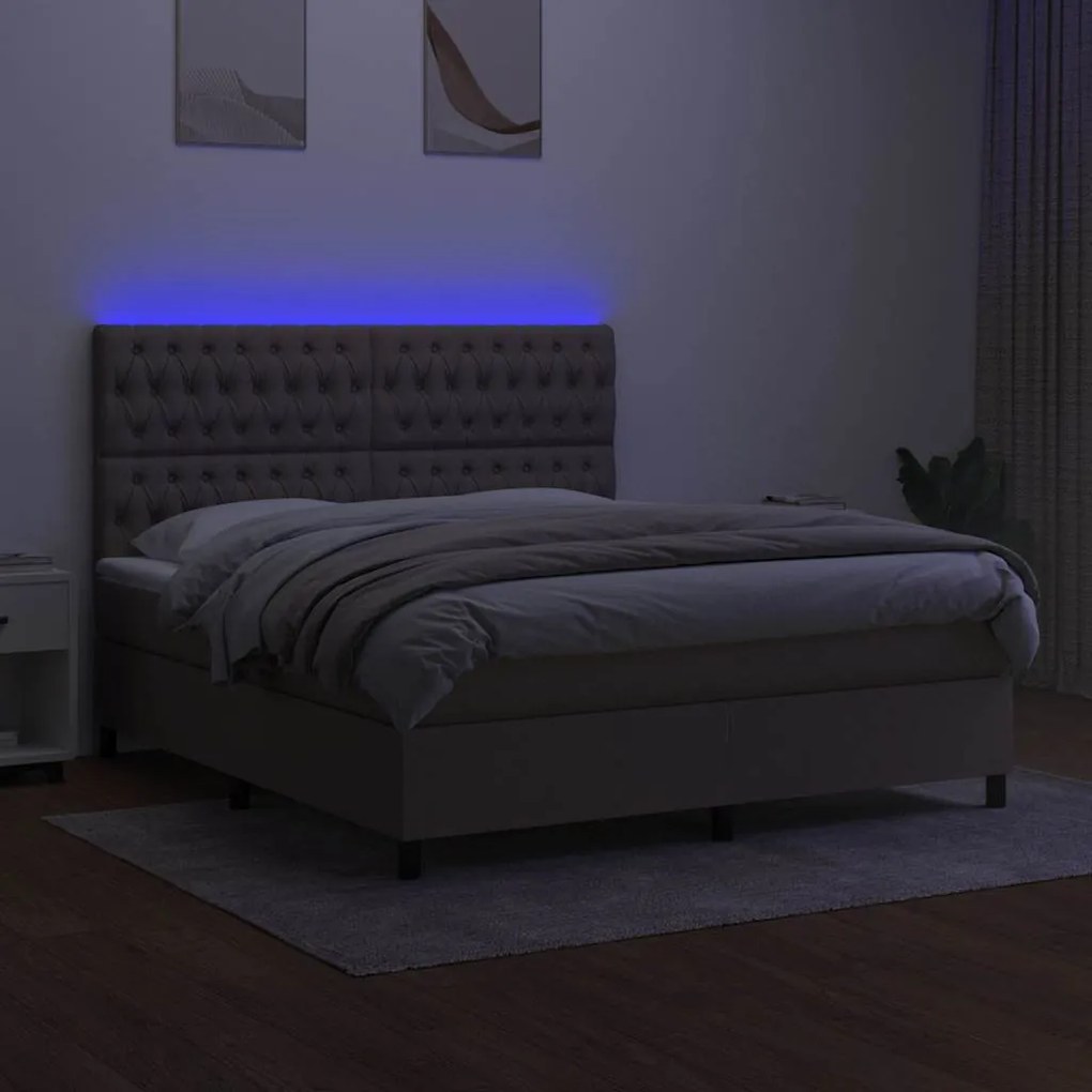 Box spring postel s matrací a LED taupe 160x200 cm textil 3135129