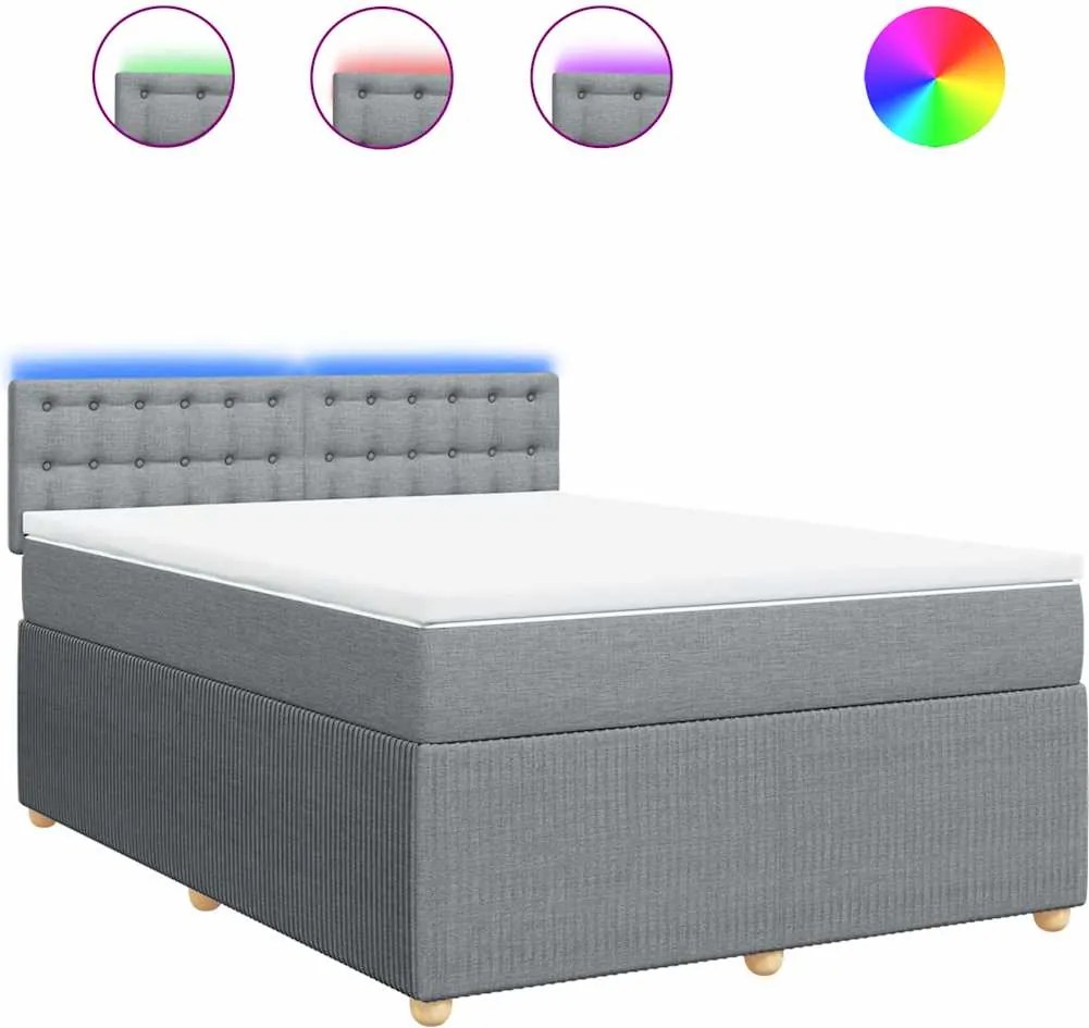 Box spring postel s matrací světle šedá 140 x 200 cm textil 3289793