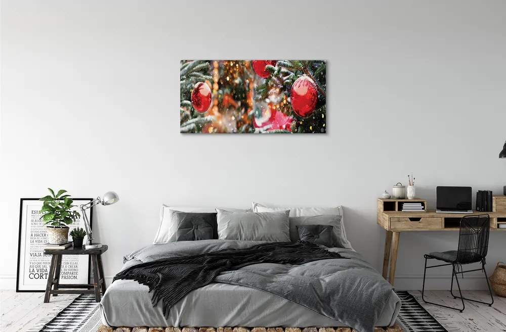 Obrazy na plátně Snow Vánoční ozdoby 100x50 cm