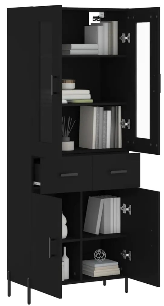 Skříň highboard černá 69,5 x 34 x 180 cm kompozitní dřevo - Default Title