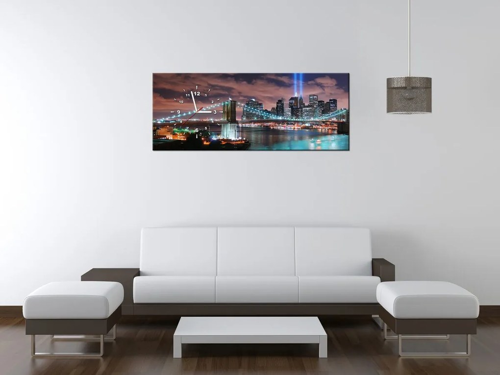 Gario Obraz s hodinami Panorama Manhattanu Rozměry: 100 x 40 cm