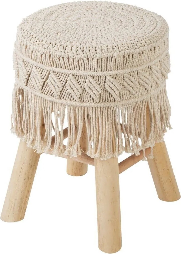 Stolička Boho se sedákem, výška 42 cm, béžová