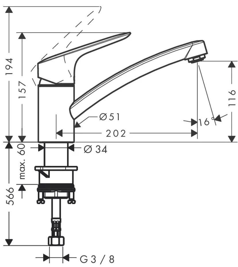 Hansgrohe Logis M31, kuchyňská páková baterie 120, 1jet, chromová, HAN-71830000